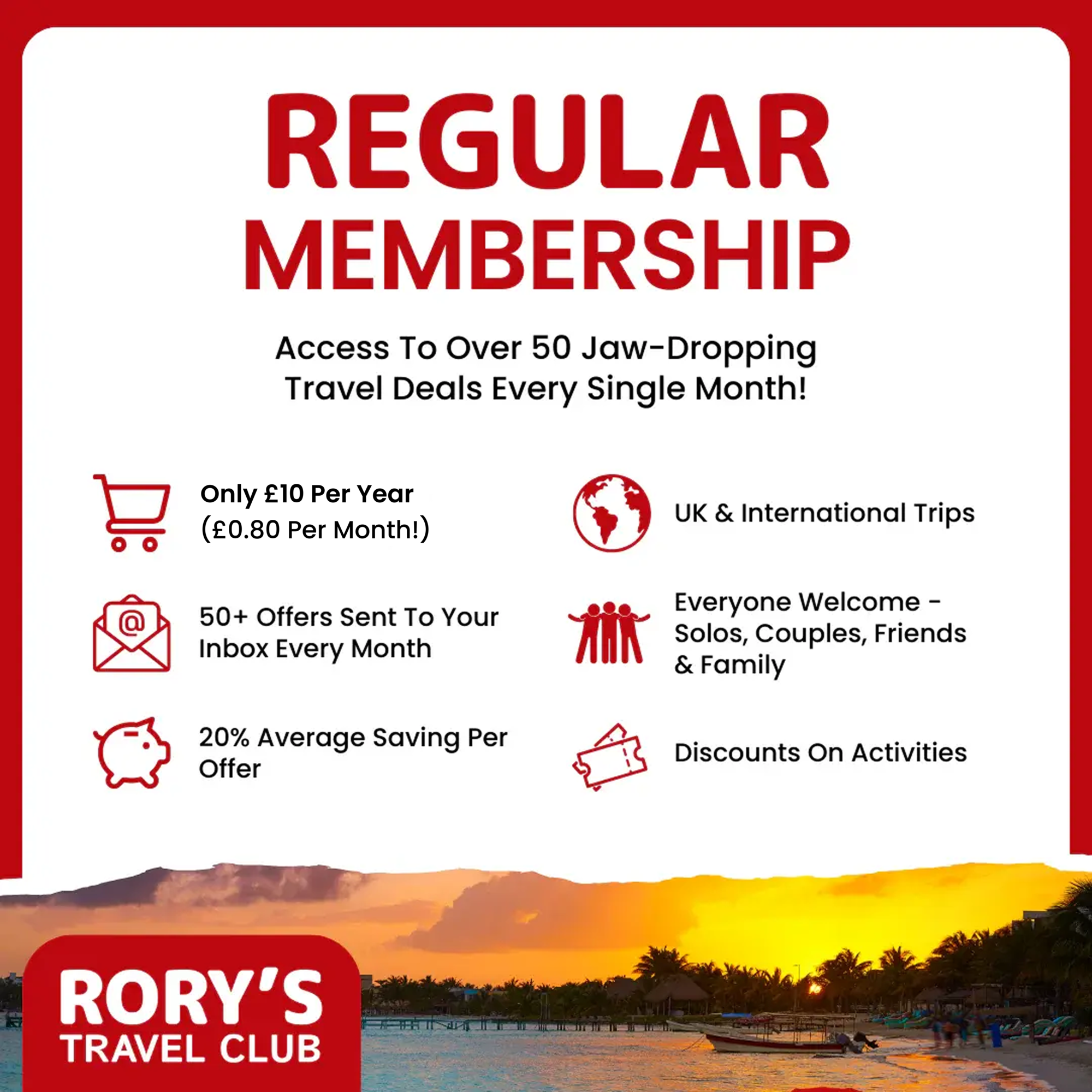 England Regular Membership Subscription – Rorys Travel Club England